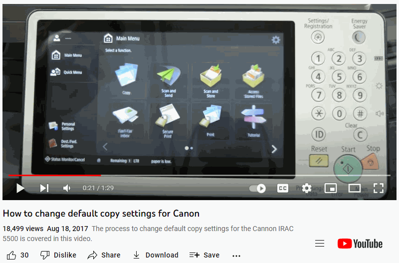 Canon imageRUNNER Copier Common Default settings | ePartsRoom